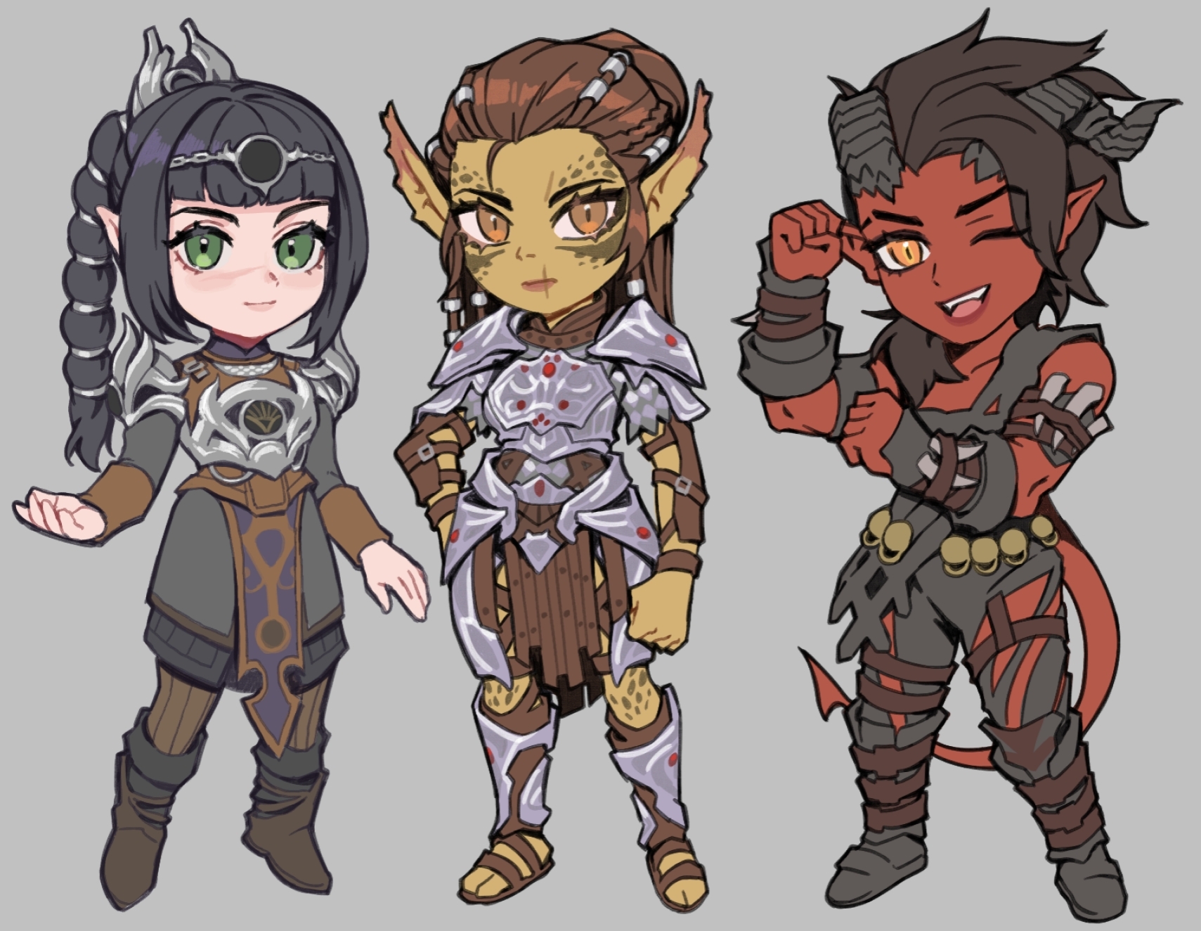Safebooru - 3girls baldur's gate baldur's gate 3 broken horn chibi ...