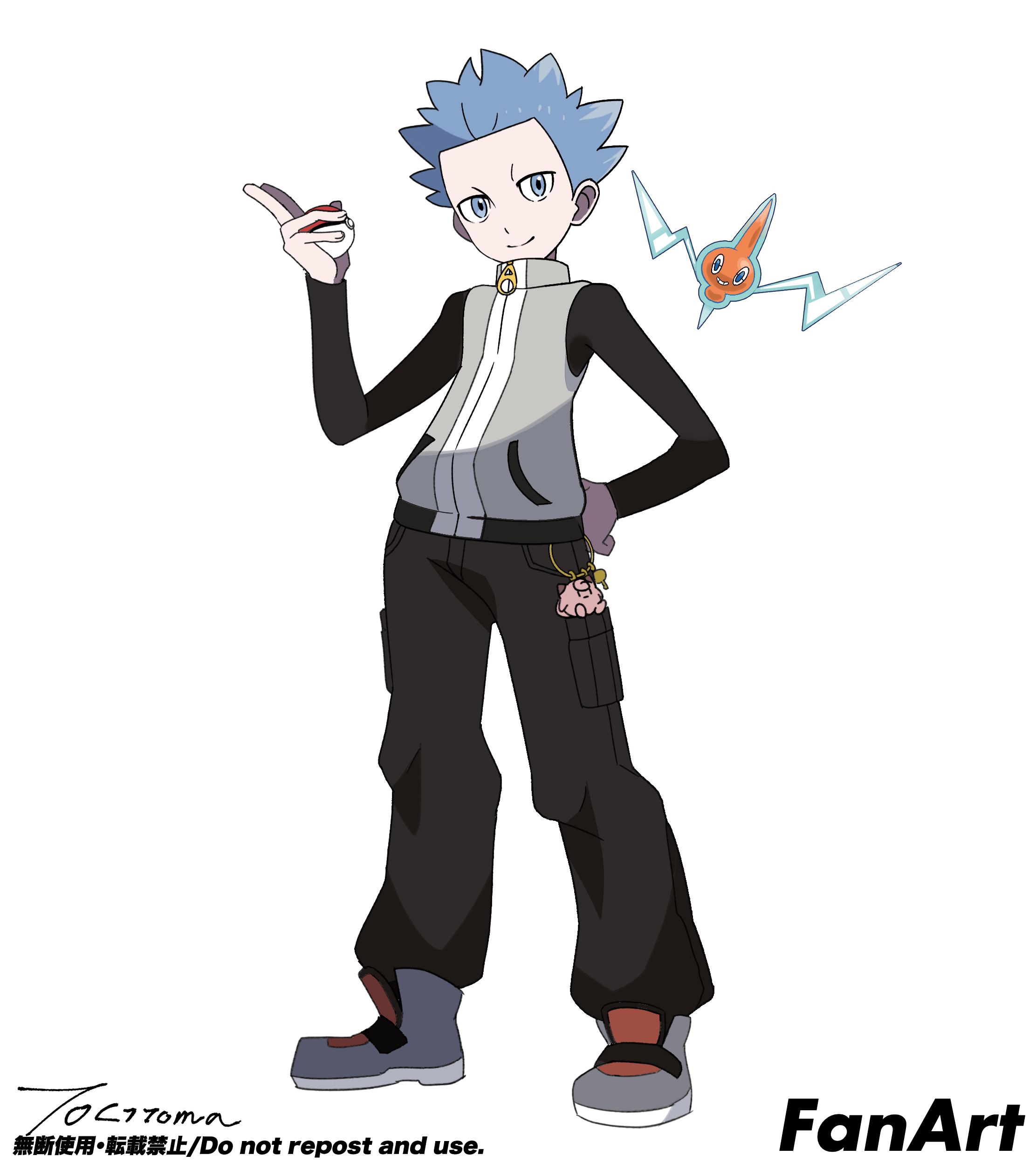 Safebooru - 1boy = (9 yawbus) absurdres aged down black pants black shirt blue eyes blue hair ...