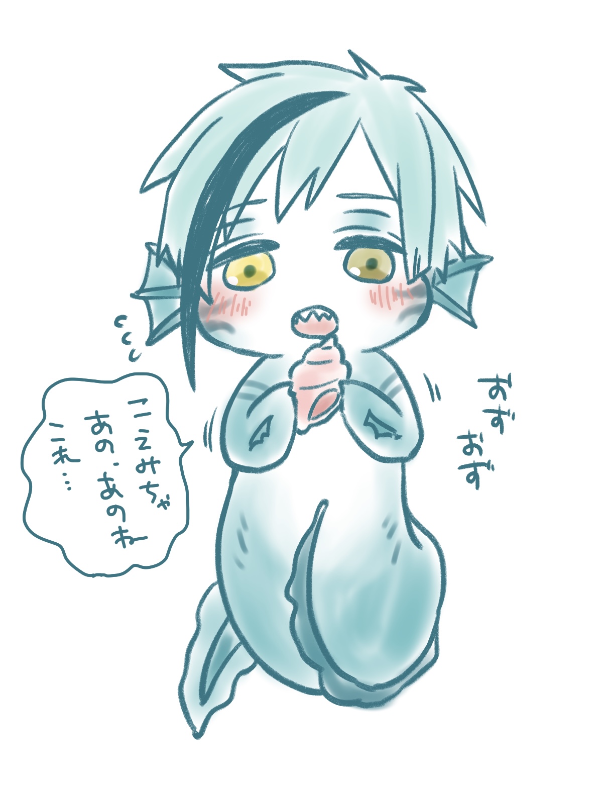 Safebooru - 1boy aged down blue hair blue skin colored skin commentary ...