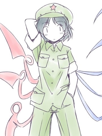 Safebooru - 1girl asymmetrical wings black hair cultural revolution houjuu nue lowres mao cap ...