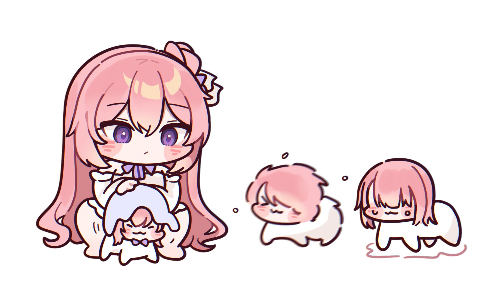 Safebooru - all fours bow bowtie chibi doro (nikke) dorothy (nikke ...