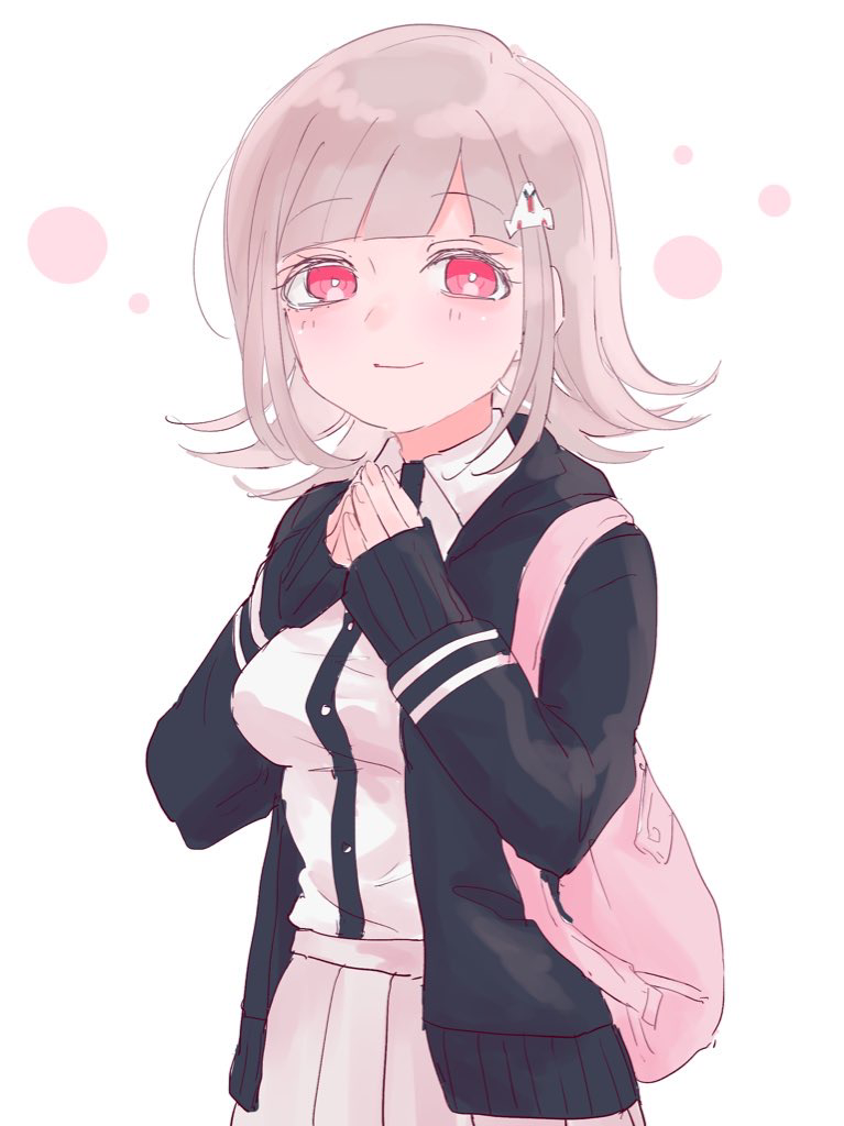 Safebooru - 1girl backpack bag black shirt blush brown skirt collared shirt cowboy shot ...