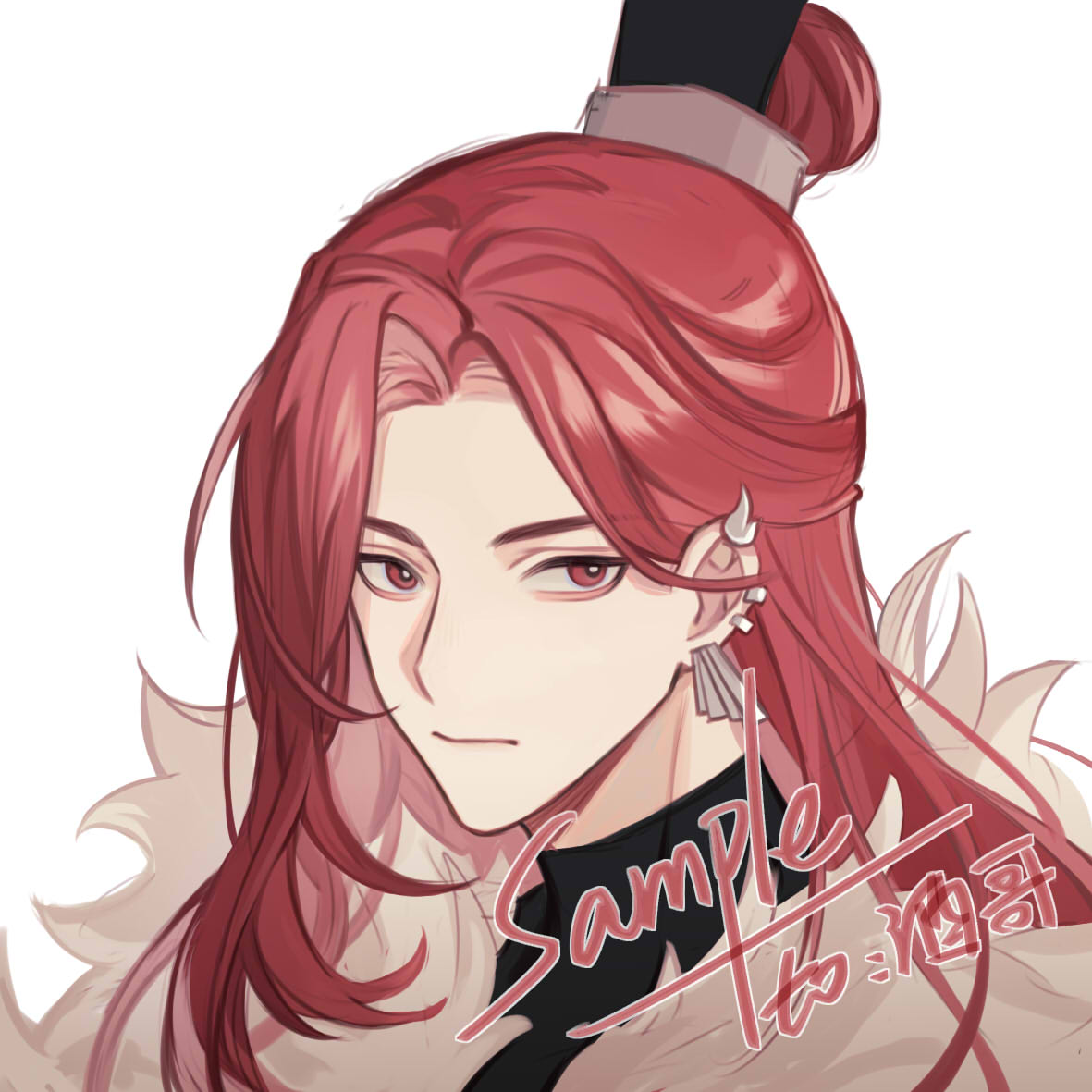 Safebooru - 1boy black shirt ccchiye closed mouth curtained hair ear piercing earrings ...