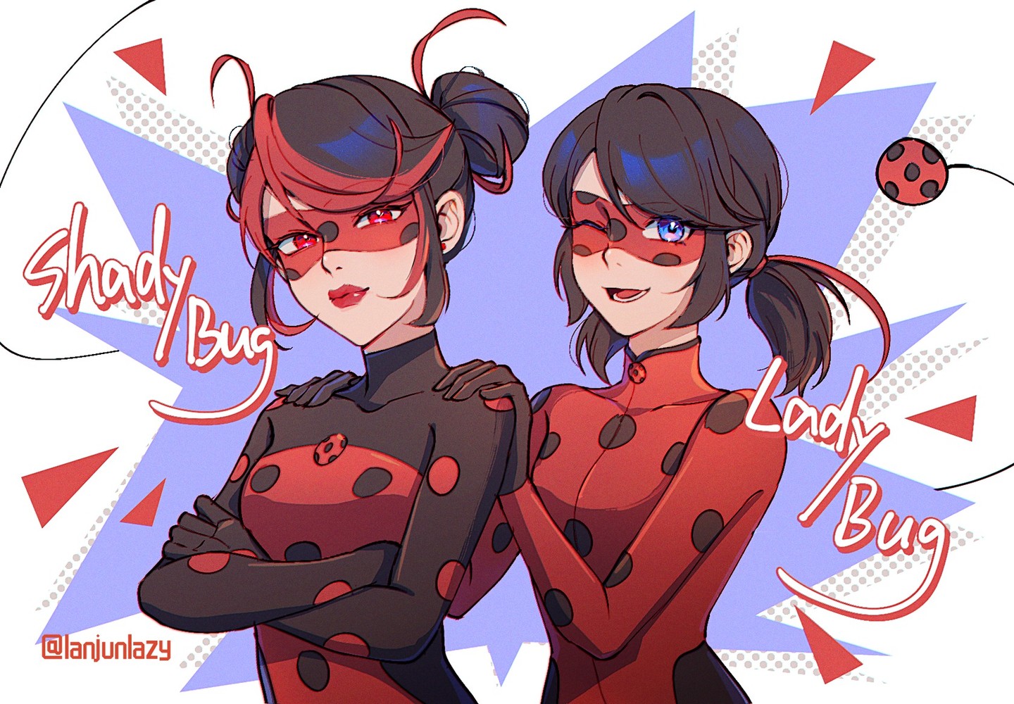 Safebooru - 2girls black hair blue eyes bodysuit bug double bun hair ...