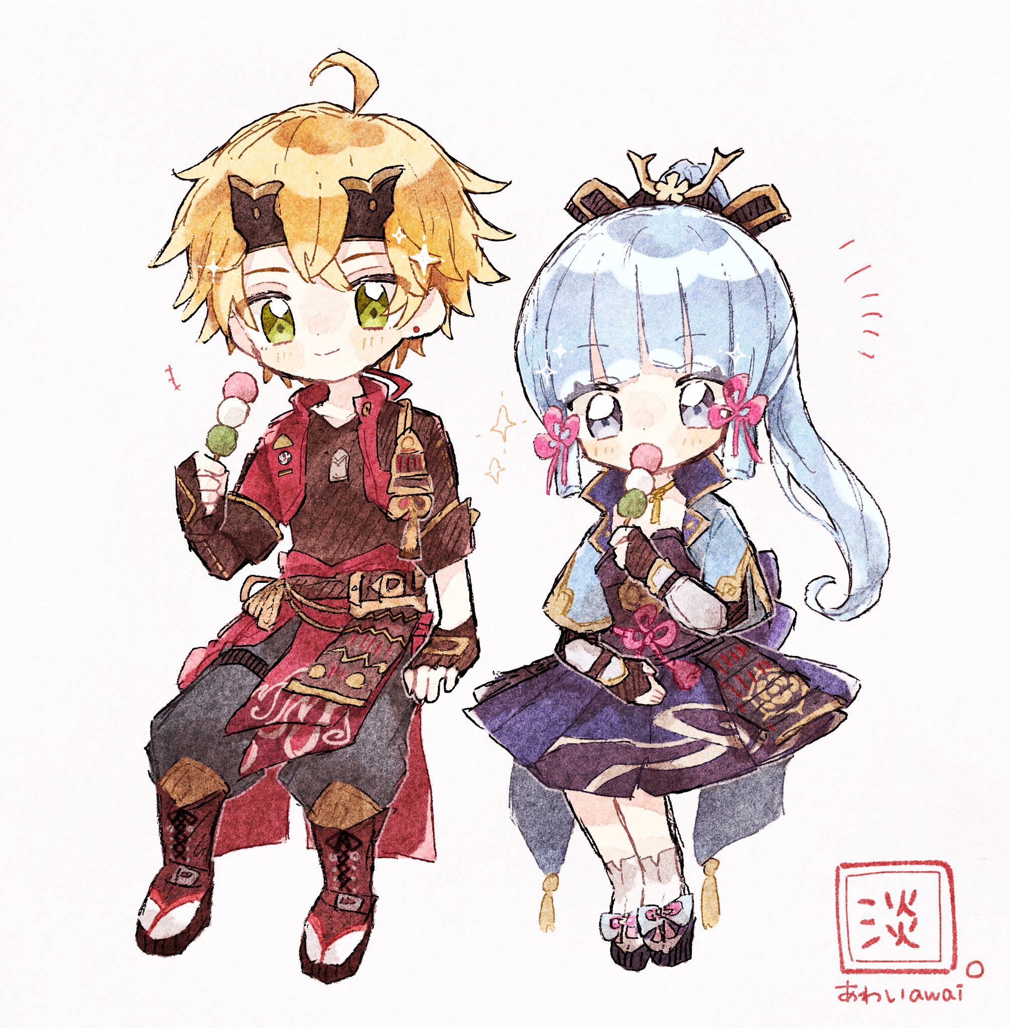 Safebooru - +++ 1boy 1girl ahoge aiguillette arm guards arm support armor artist name black ...