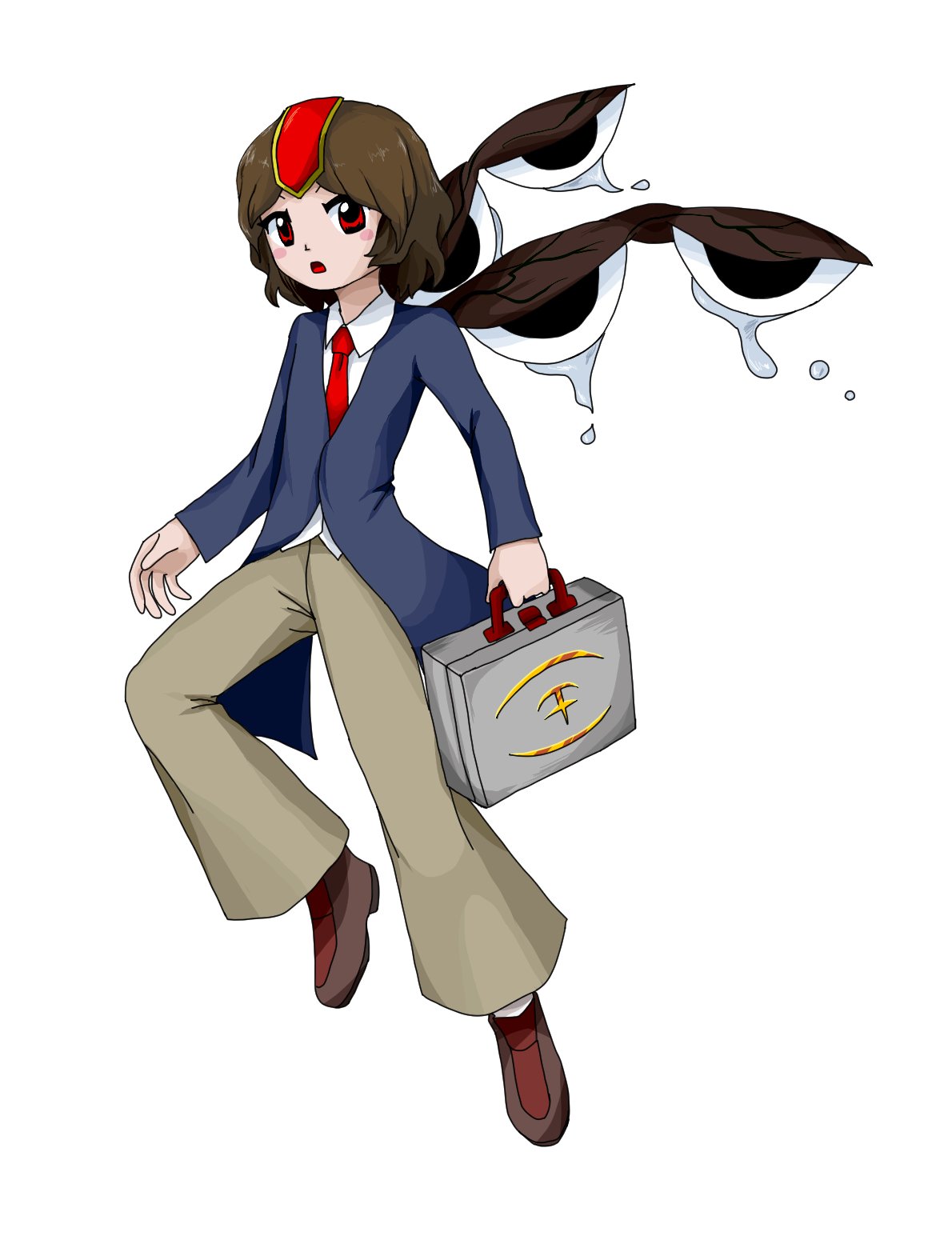Safebooru - 1other :o androgynous blue jacket blush stickers briefcase ...