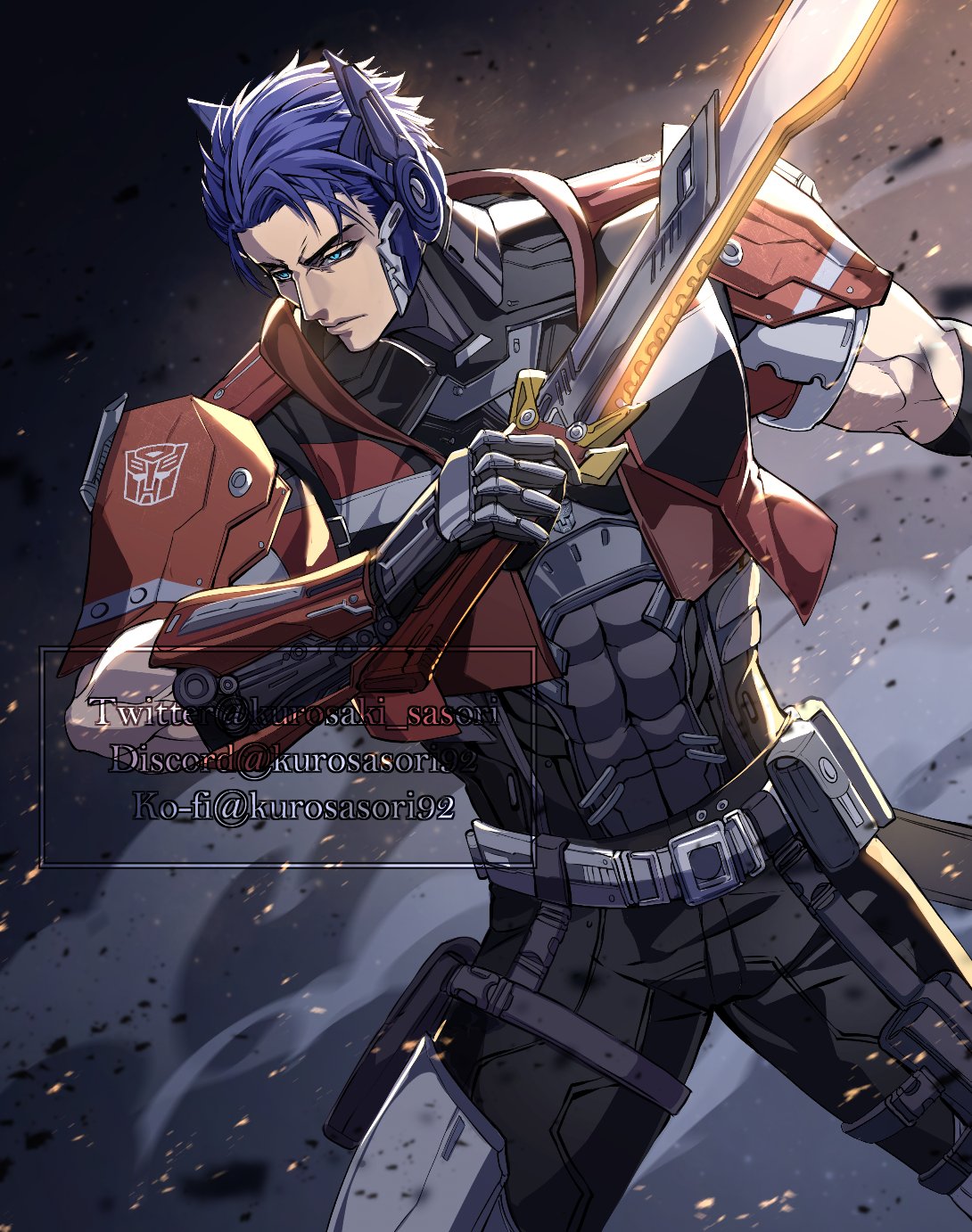 Safebooru - 1boy autobot blue eyes blue hair bumblebee (film) glowing ...