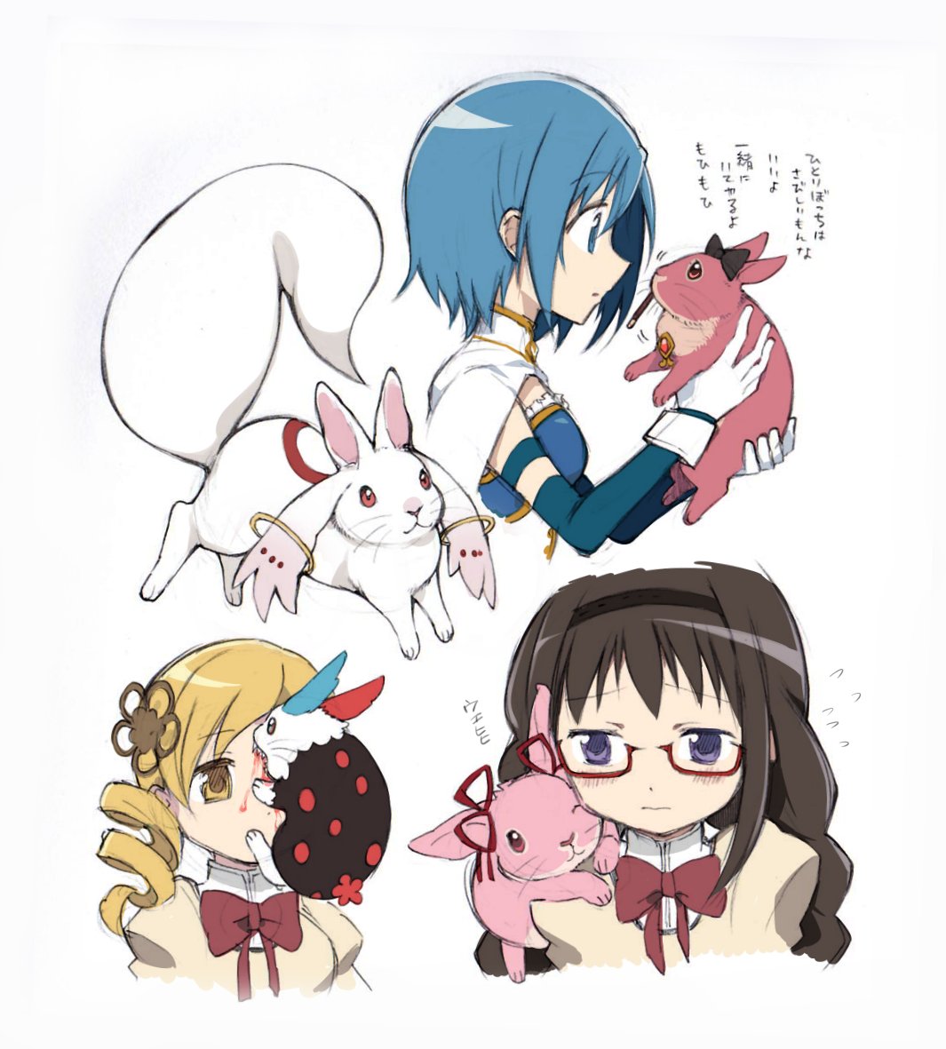 Safebooru - akemi homura alternate species animal animal on shoulder ...