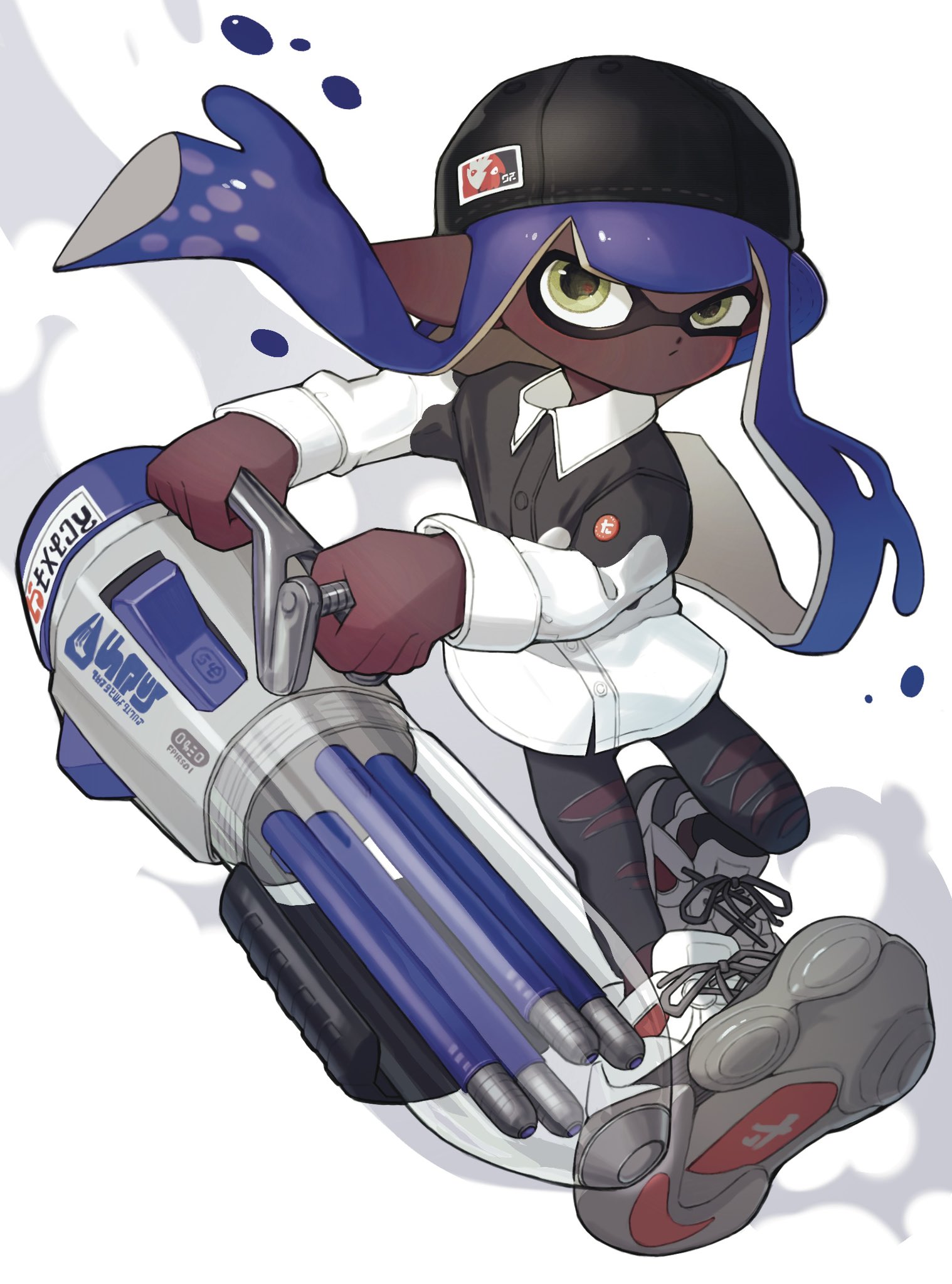 Safebooru - 1girl ballpoint splatling (splatoon) baseball cap black hat ...