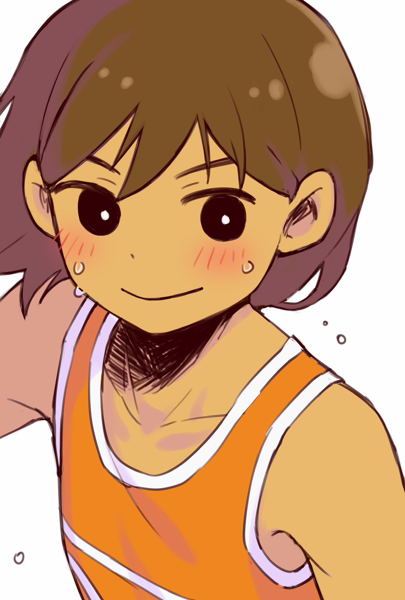 Safebooru - 1boy black eyes blush bright pupils brown hair closed mouth ...