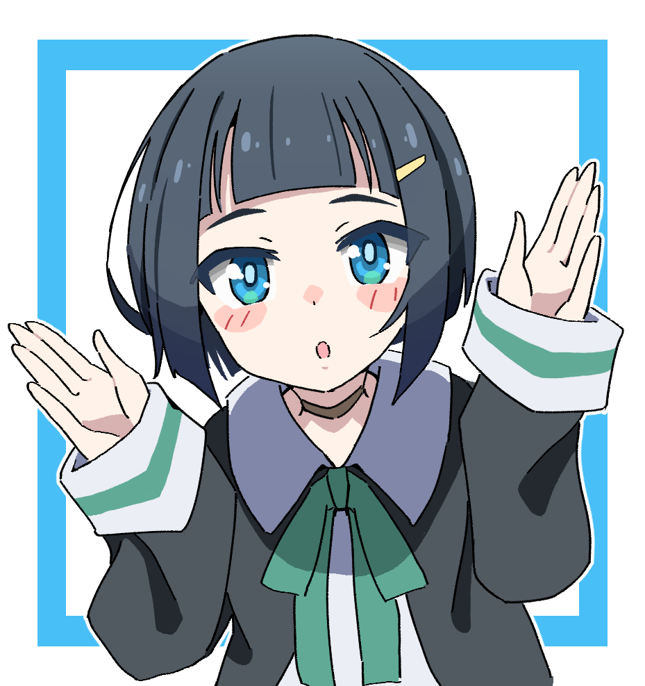 Safebooru 1girl Black Choker Black Hair Black Jacket Blue Eyes Blush 8873
