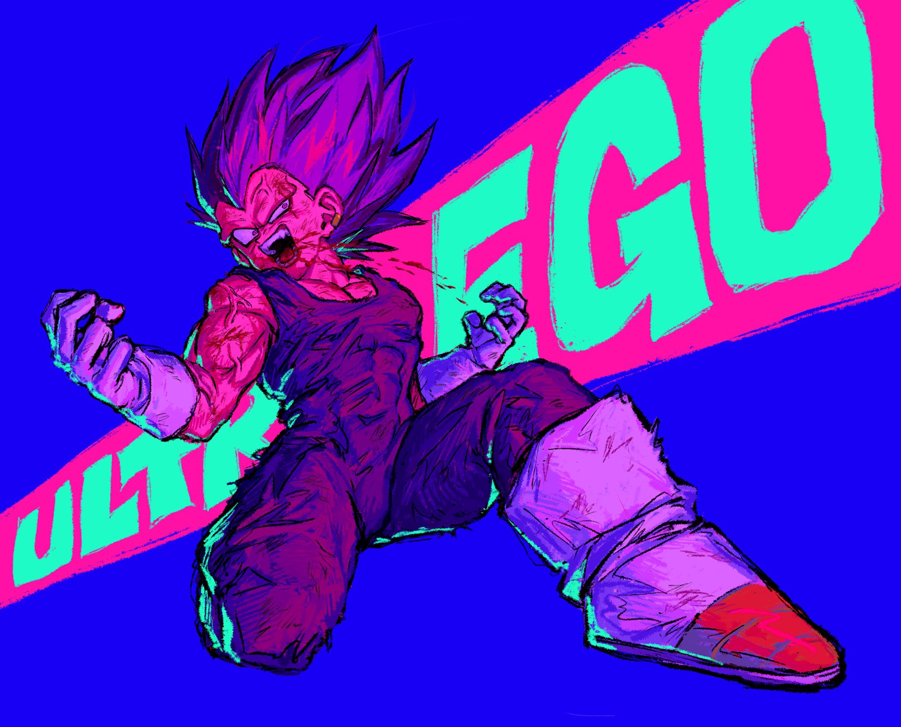 Safebooru - 1boy battle damage blood blood from mouth blue background ...