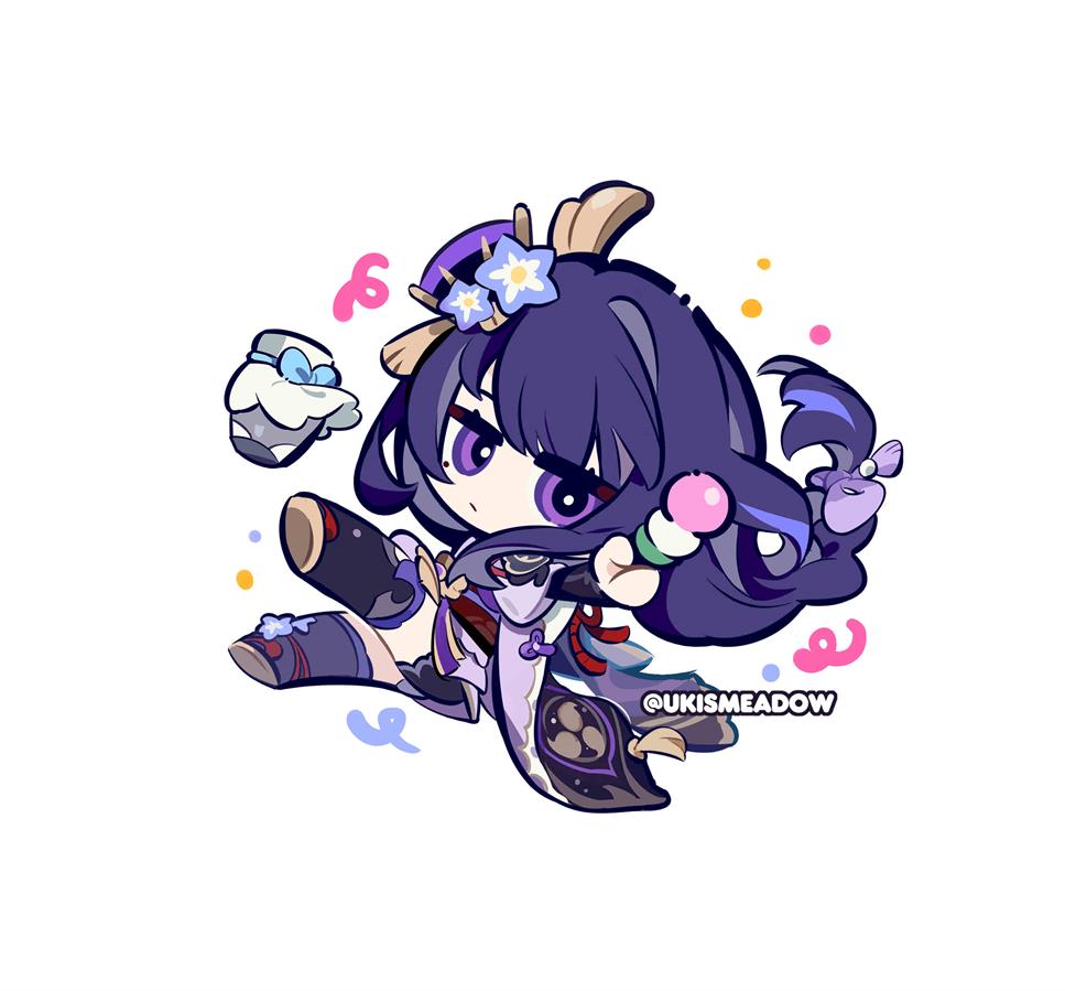 Safebooru - 1girl arm up black thighhighs blunt bangs braid chibi chibi ...