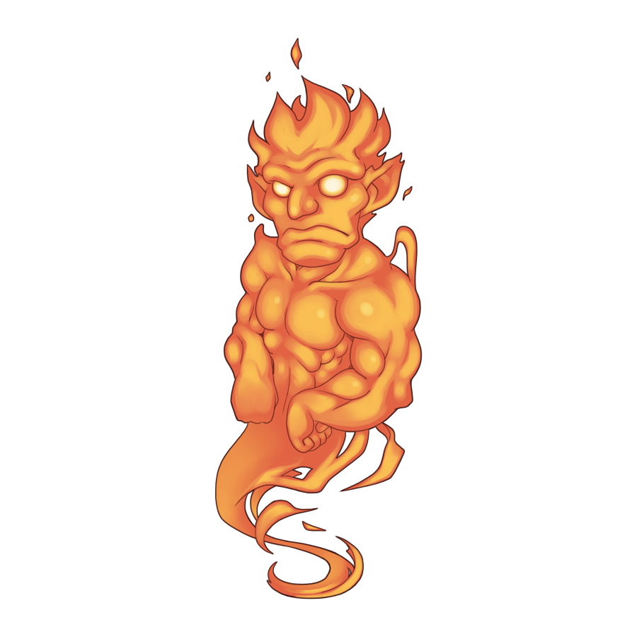 Safebooru - 1boy chibi chibi only closed mouth demon boy fire fire elemental frown full body ...