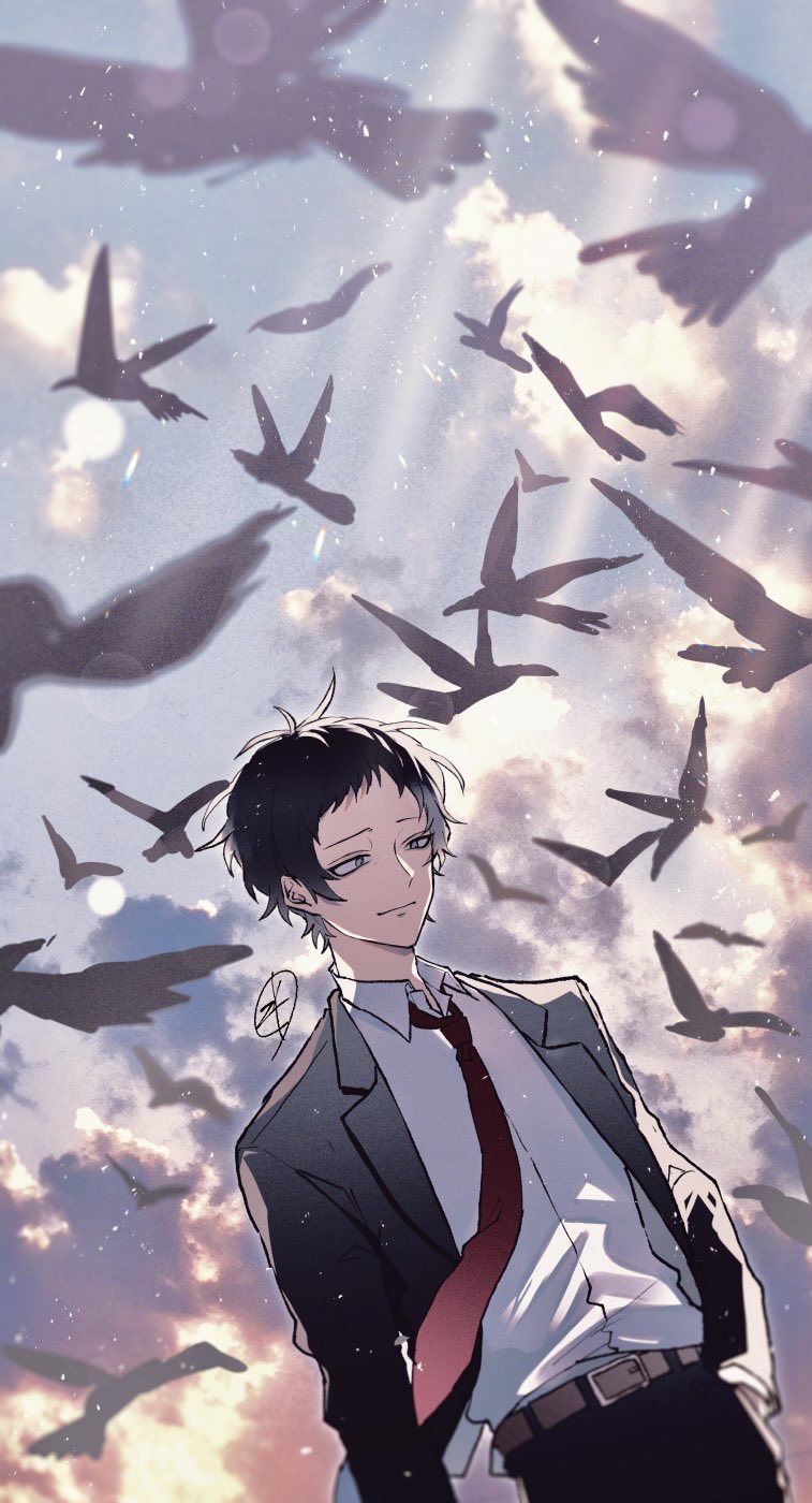Safebooru - 1boy a d chi adachi tooru bird black hair black jacket black pants business suit ...
