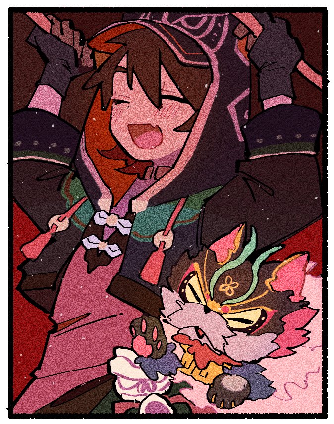 Safebooru - 1boy black gloves black hat black jacket blush brown hair closed eyes cropped jacket ...