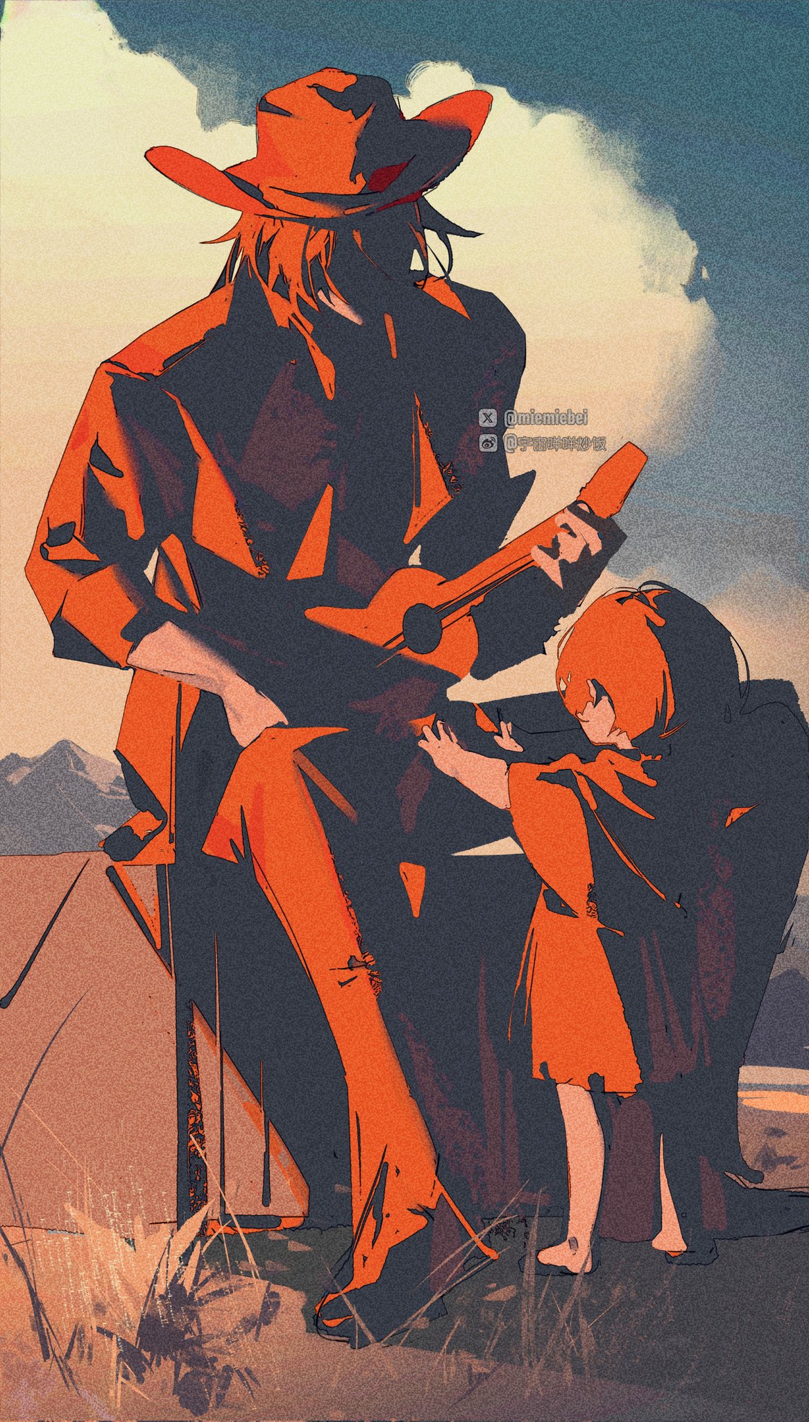 Safebooru - 1boy 1other artist name boothill (honkai: star rail) boots clouds cowboy cowboy ...