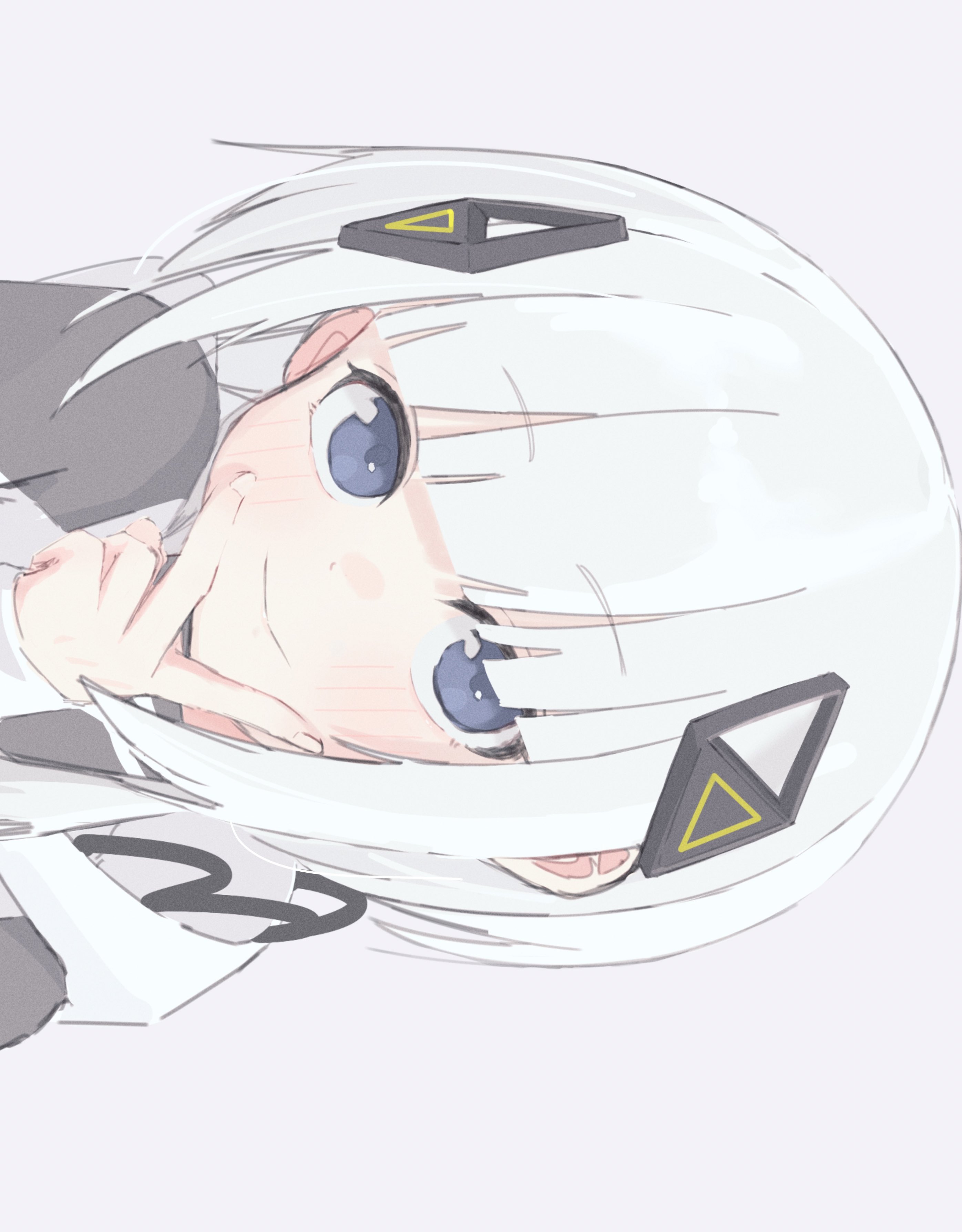 Safebooru - 1girl absurdres blue eyes blunt bangs cevio diamond hair ornament grey hair head ...