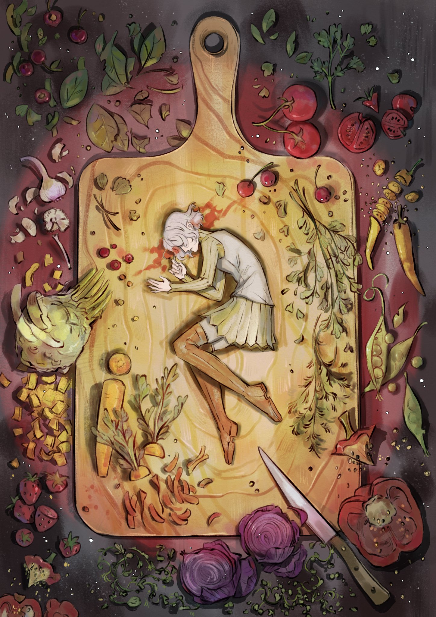 Safebooru - 1boy ambiguous red liquid bell pepper boots cabbage carrot ...