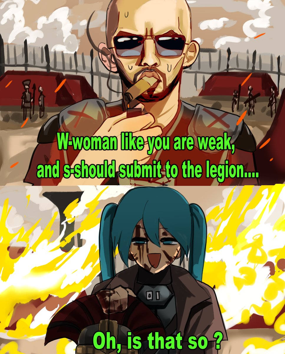 Safebooru - 1boy 1girl :d andrew tate armor bald beard blood blood on ...