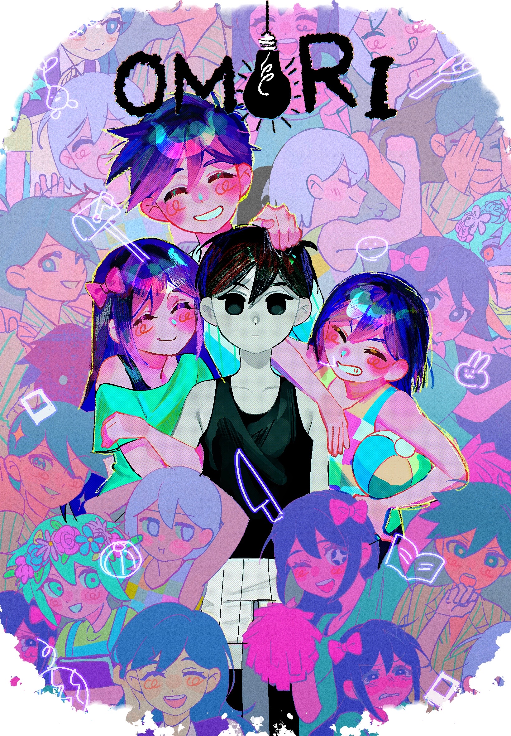 Safebooru - + + 2girls 4boys aubrey (headspace) (omori) aubrey (omori) ball basil (headspace ...