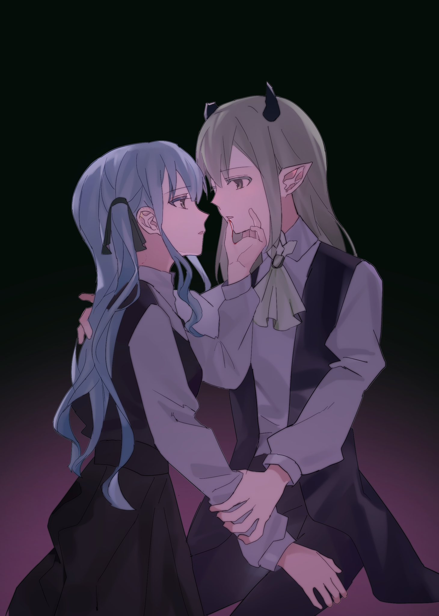 Safebooru - 2girls ascot bang dream! bang dream! it's mygo!!!!! black ribbon black skirt black ...