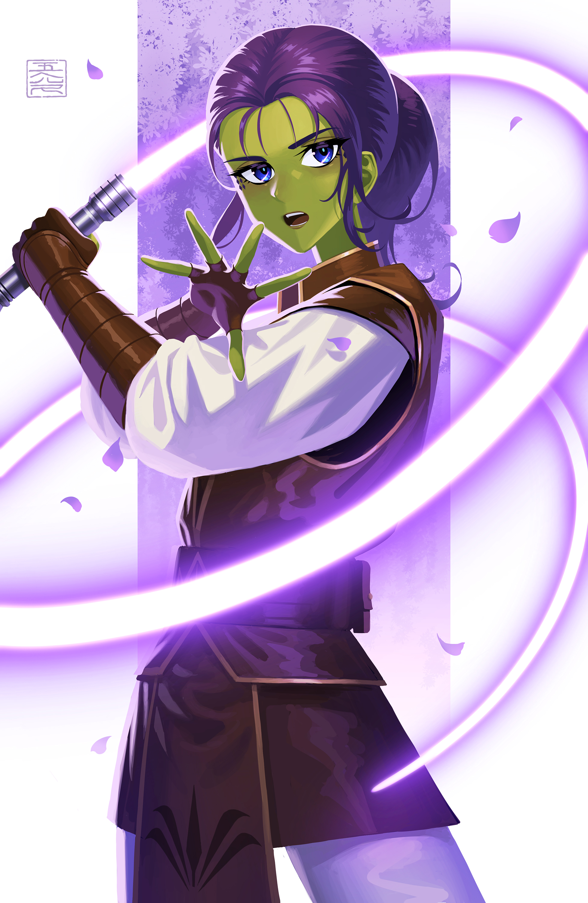 Safebooru - 1girl 5health absurdres alien blue eyes brown gloves brown ...