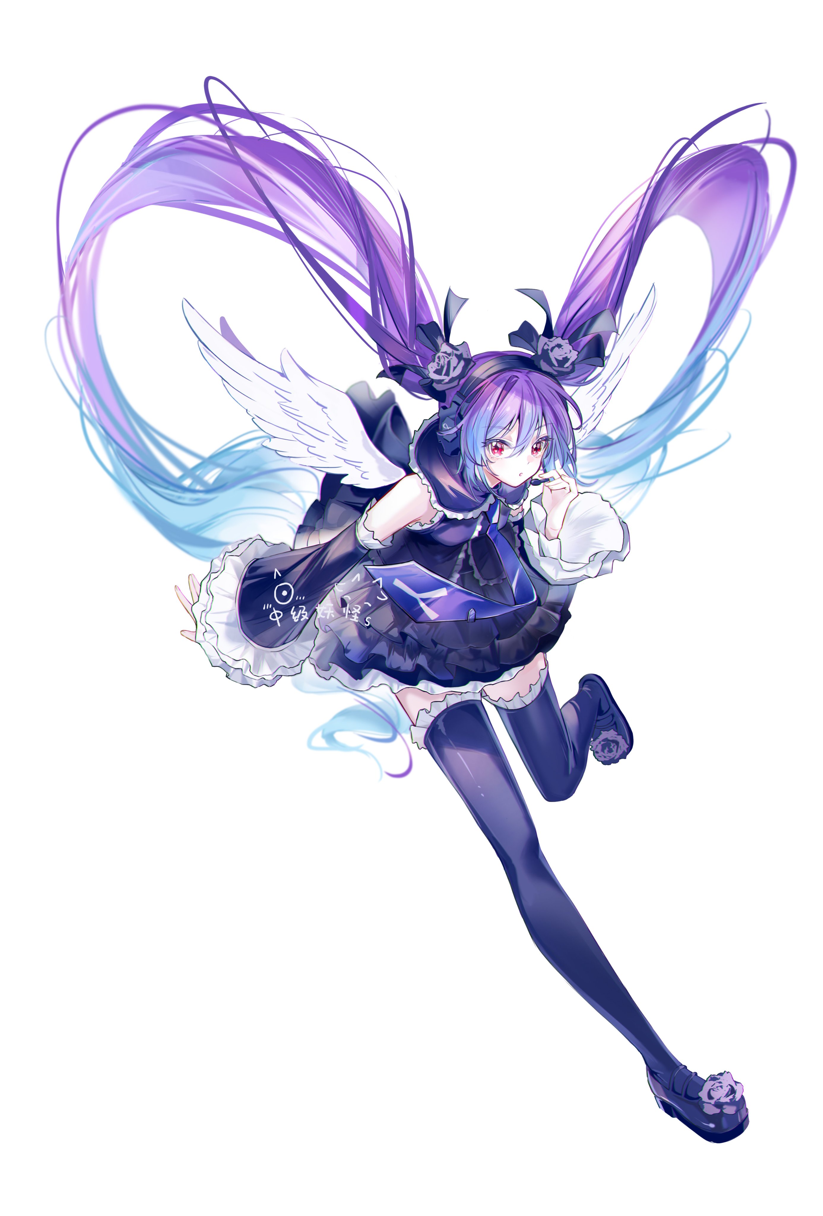 Safebooru - 1girl absurdres angel wings bare shoulders black dress ...