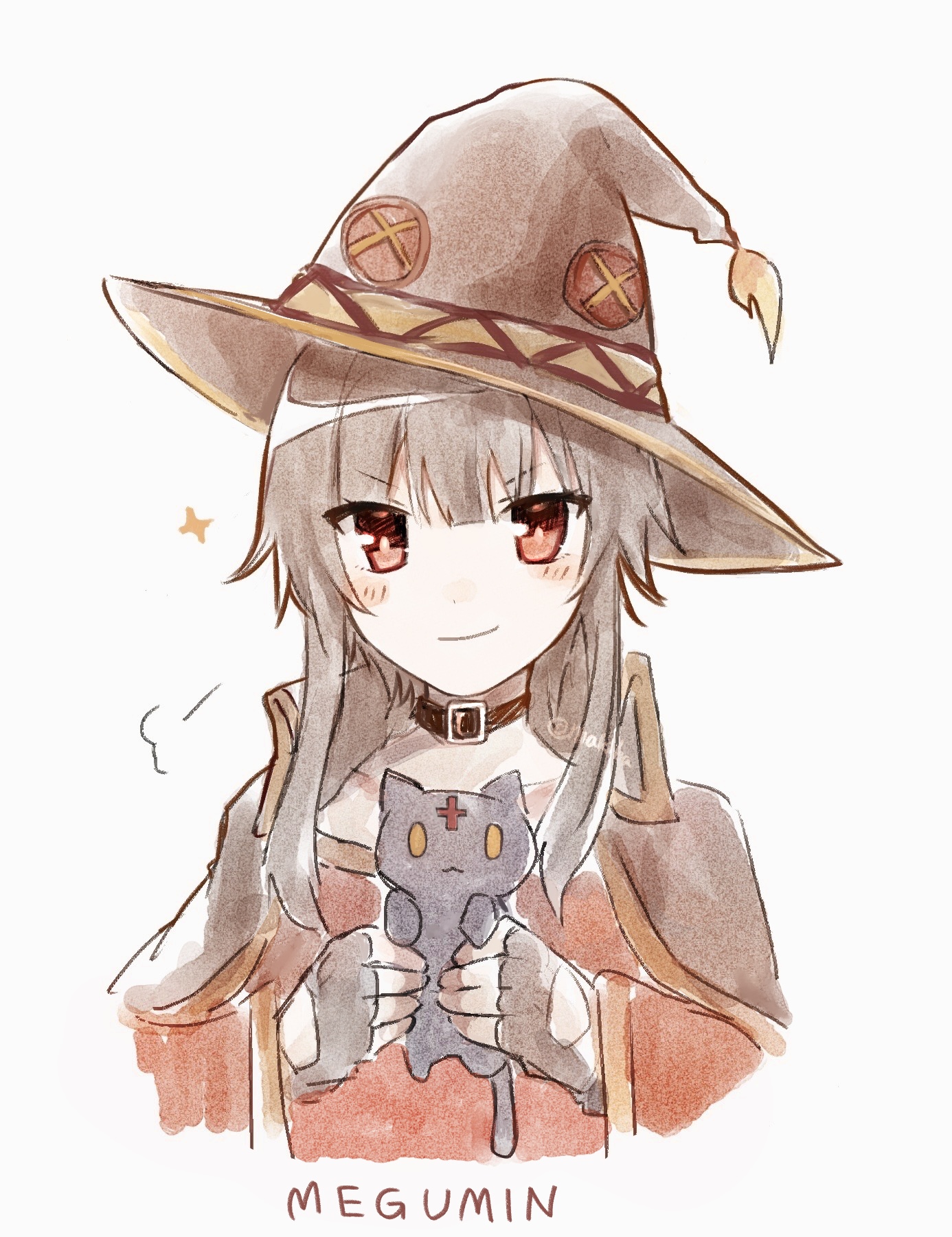 Safebooru - animal black cape black cat black choker blush brown gloves ...