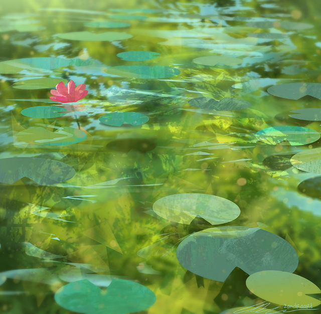 Safebooru - day flower green theme lily pad nature no humans original ...