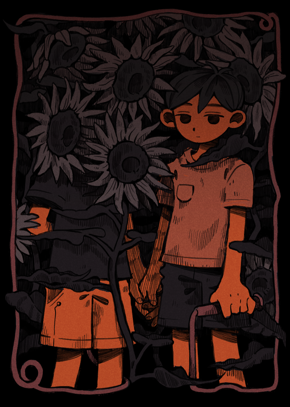 Safebooru - 2boys 9twoeight basil (omori) black eyes black hair black ...