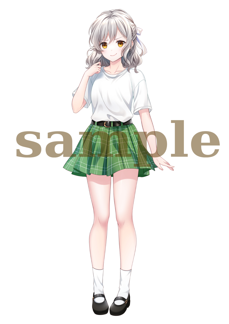 Safebooru - >:) 1girl ainili belt belt buckle black belt black footwear bow breasts brown eyes ...