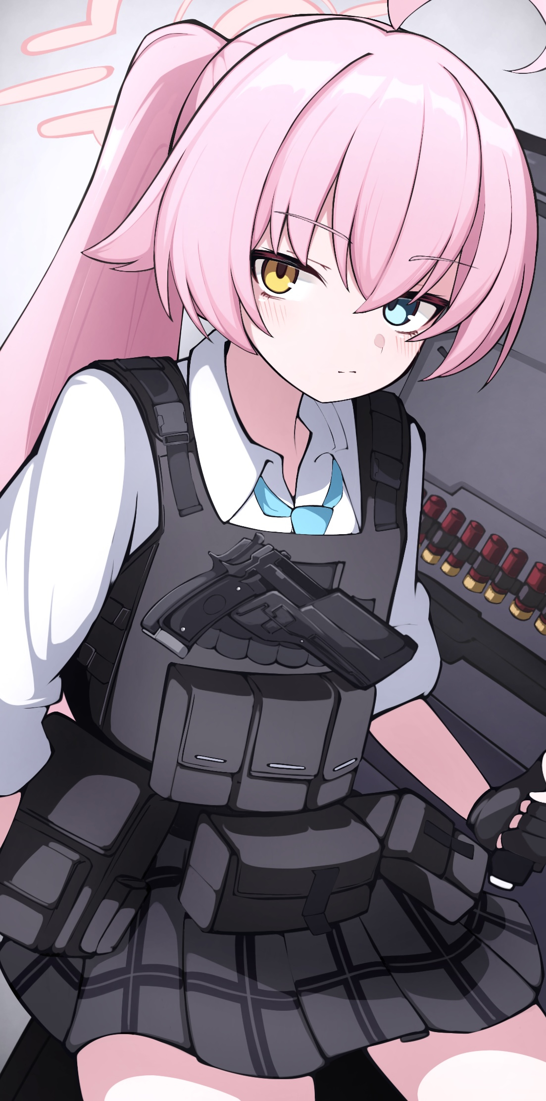 Safebooru - 1girl ahoge black gloves black skirt black vest blue archive blue necktie closed ...