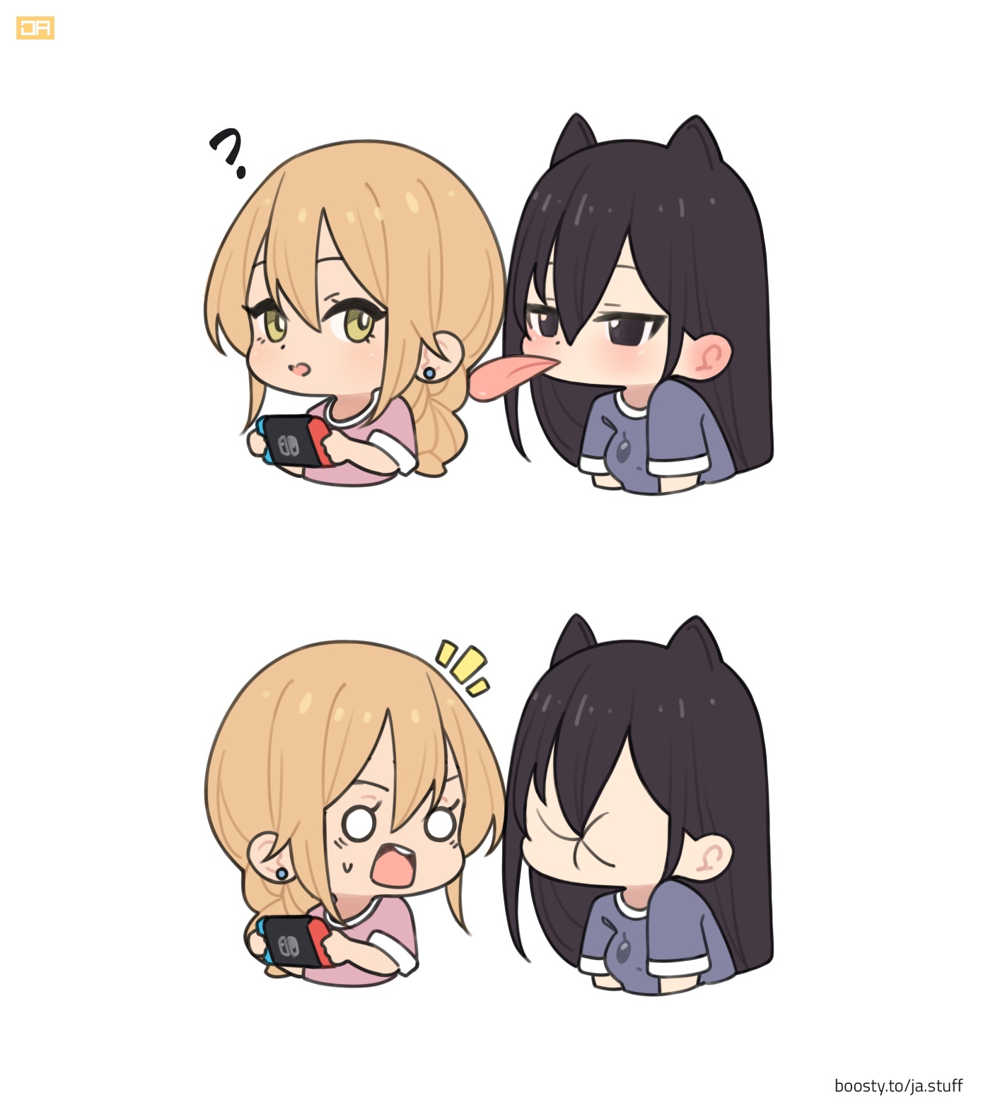 Safebooru - 2girls aihara mei aihara yuzu animal ears black eyes black ...