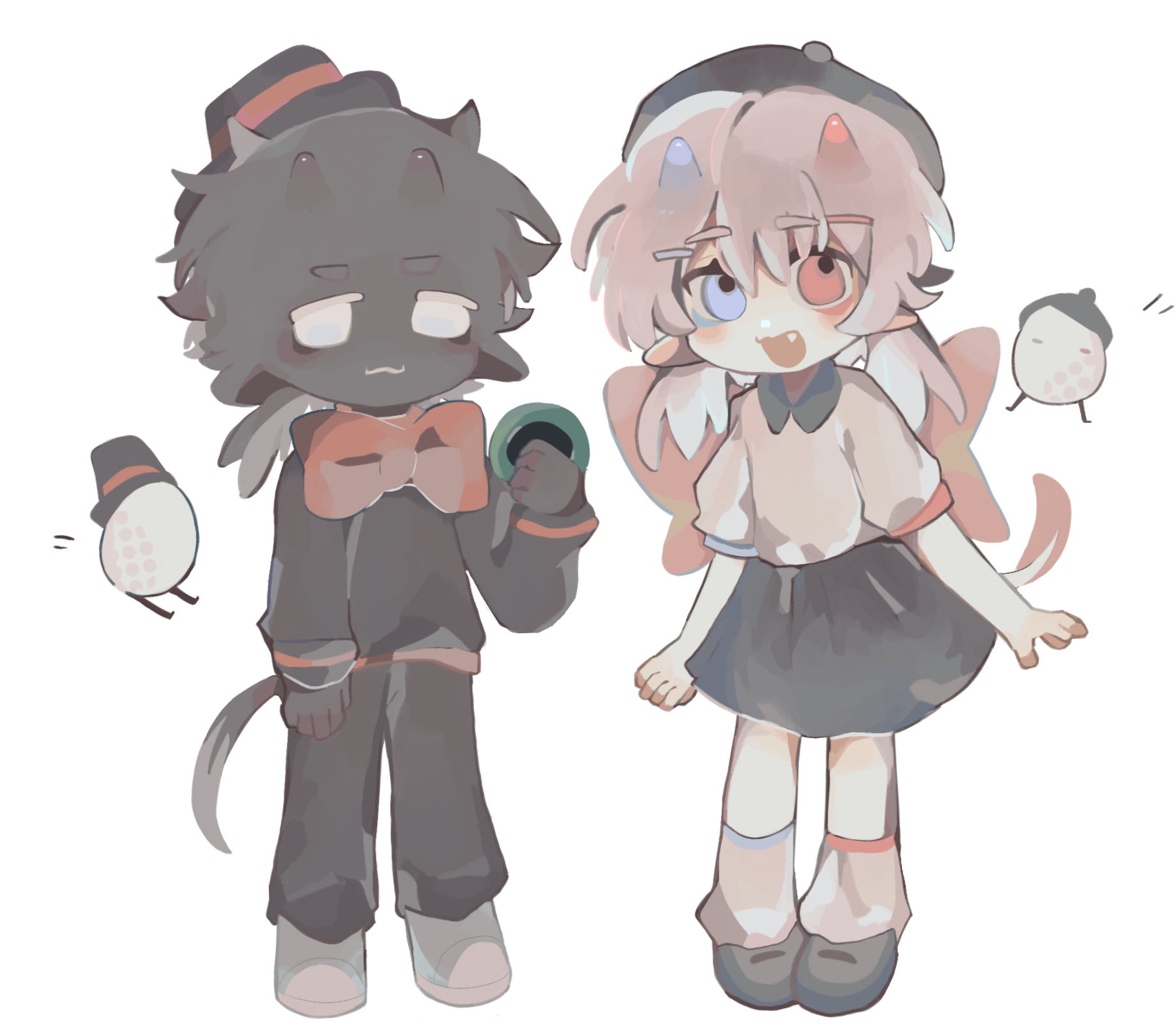 Safebooru - 1boy 1girl beret bing055695 black hair black skin blonde ...