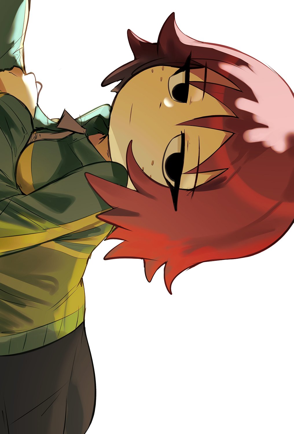 Safebooru - 1girl black eyes black skirt bored breasts closed mouth freckles green jacket half ...