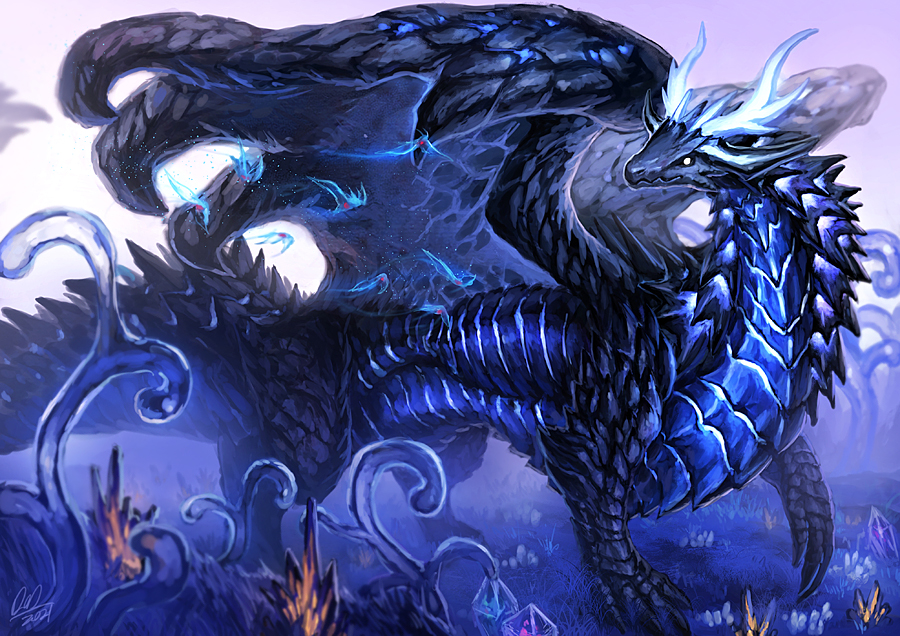 Safebooru - animal focus black scales blue scales claws crystal dragon ...