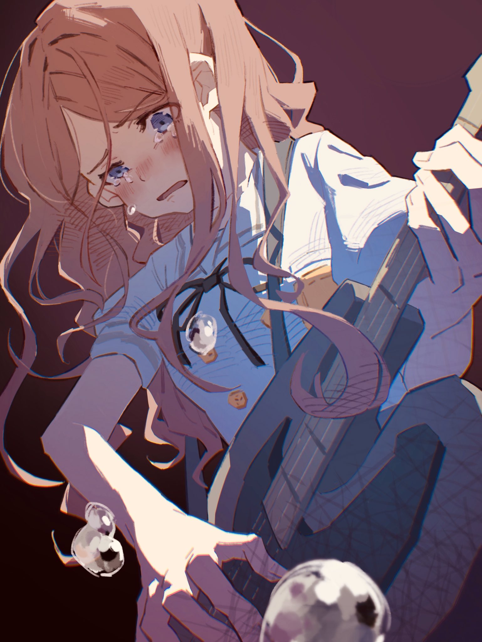 Safebooru - 1girl bang dream! bang dream! it's mygo!!!!! bass guitar blue eyes blush brown hair ...