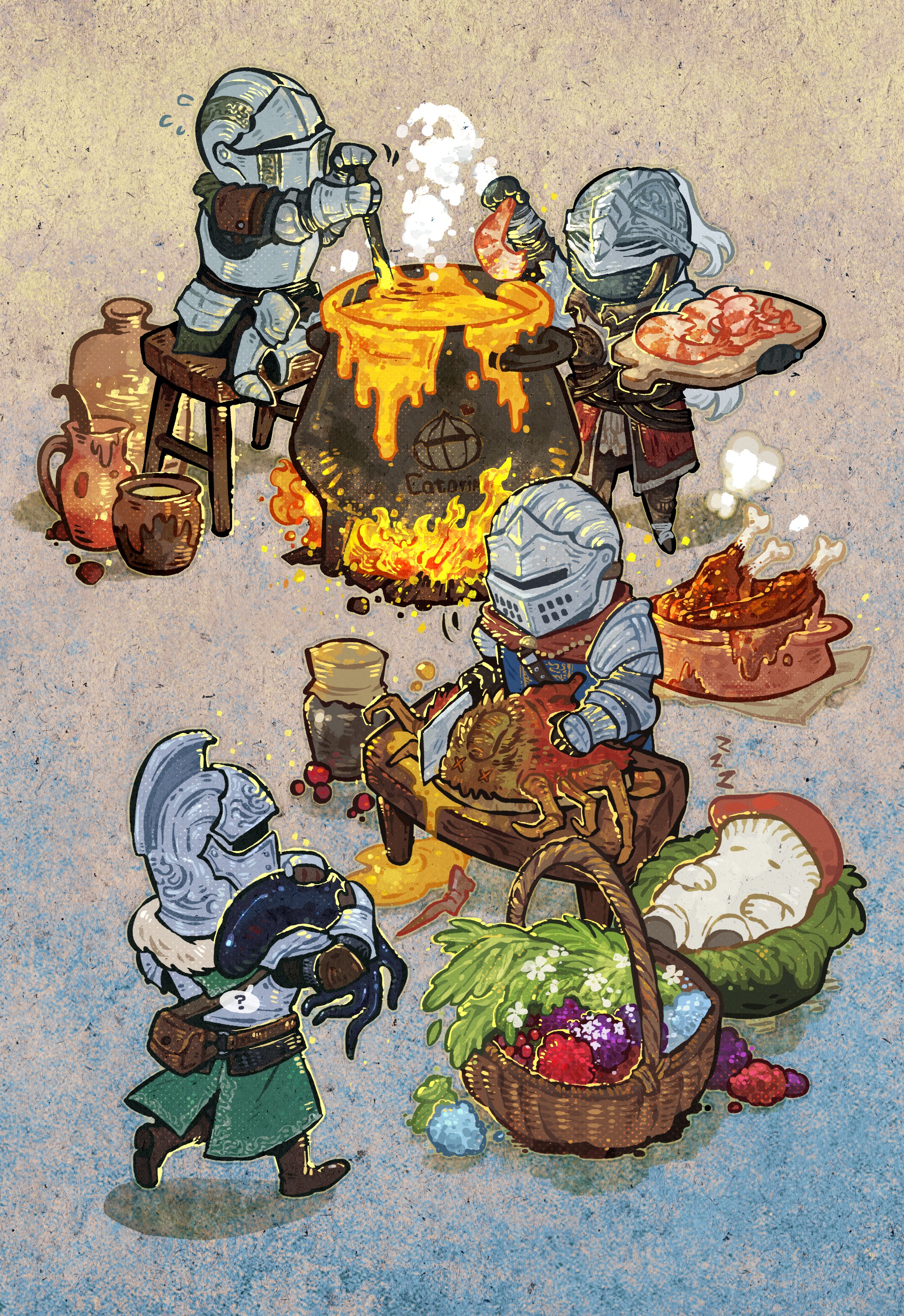 Safebooru - 5others absurdres armor ashen one (dark souls 3) basket bloodborne bowl butcher ...