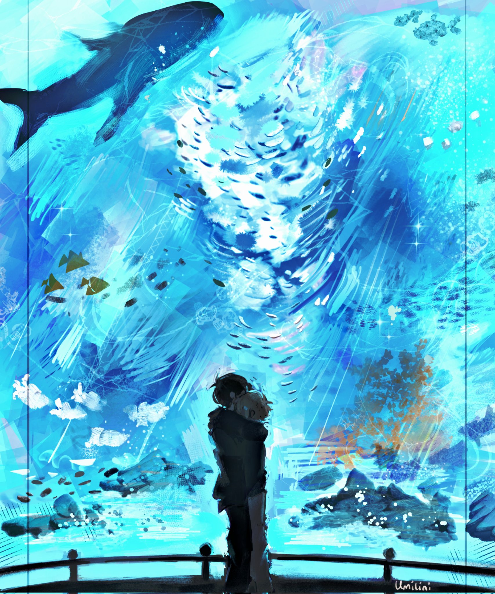 Safebooru - 2boys aquarium artist name basil (faraway) (omori) basil ...