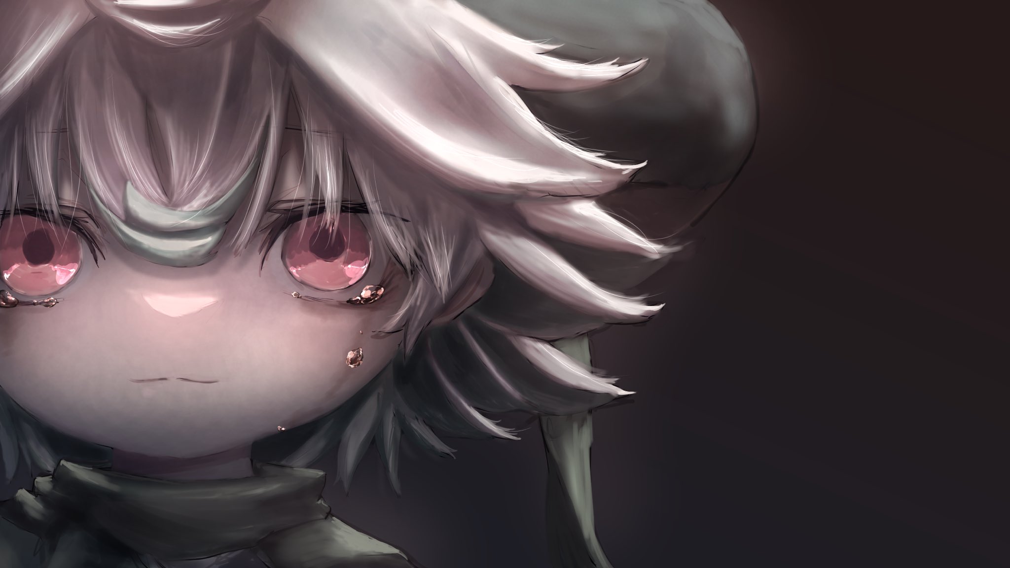 Safebooru - 1girl :3 black background capelet close-up closed mouth ...