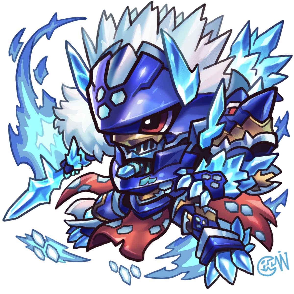 Safebooru - armor artist logo blue armor blue helmet chibi commission ...