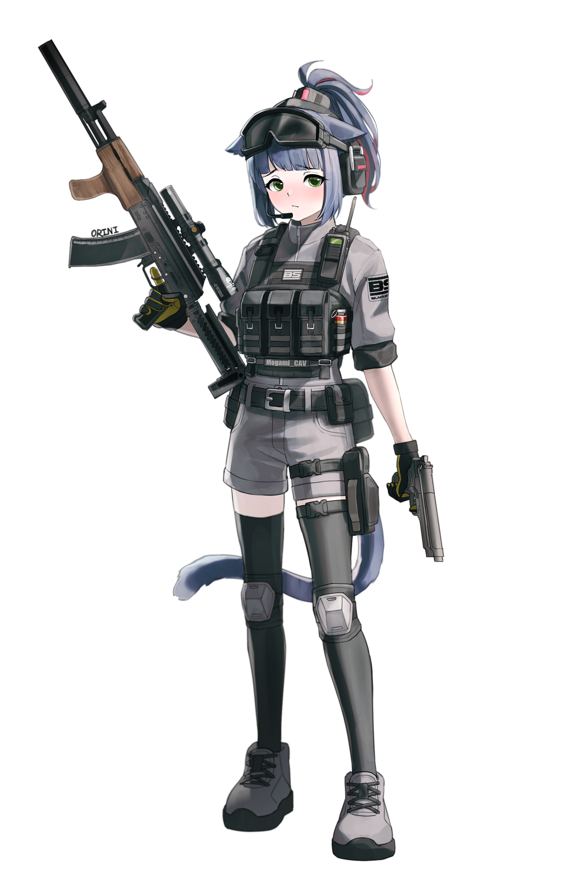 Safebooru - 1girl absurdres animal ears arknights armor assault rifle ...
