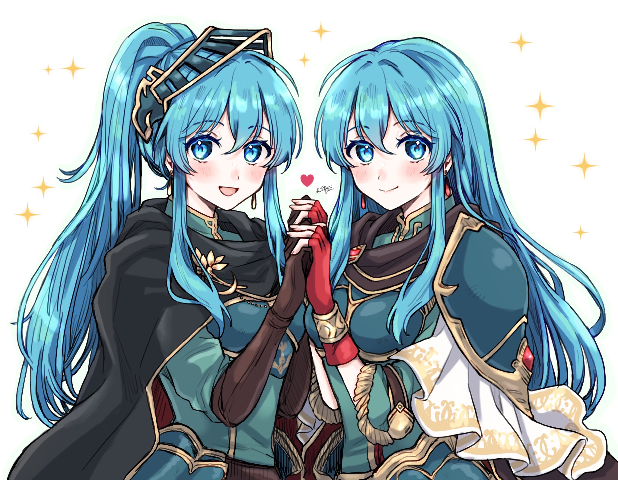 Safebooru - 2girls aqua hair armor breastplate brown gloves eirika (fire emblem) eirika (pledged ...