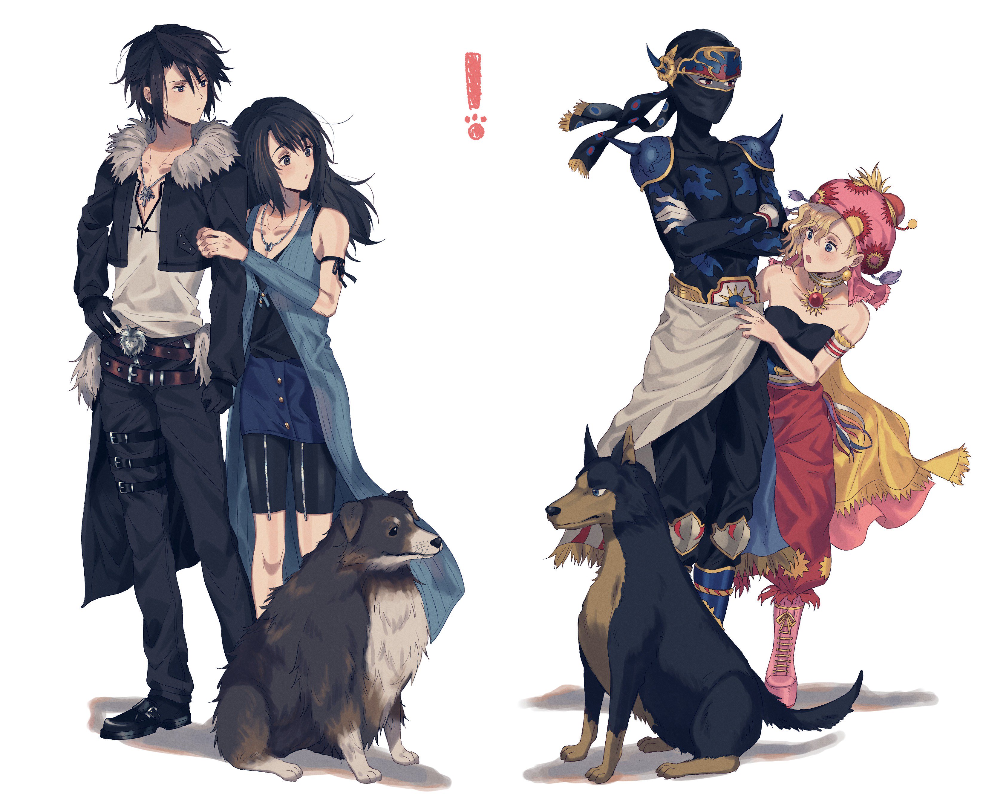 Safebooru - ! 234 (1234!) 2boys 2girls :o absurdres angelo (ff8) armor ...