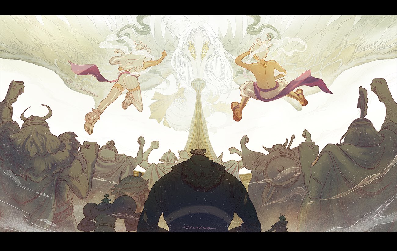 Safebooru - 2girls 6+boys alternate form bartholomew kuma brogy cape ...