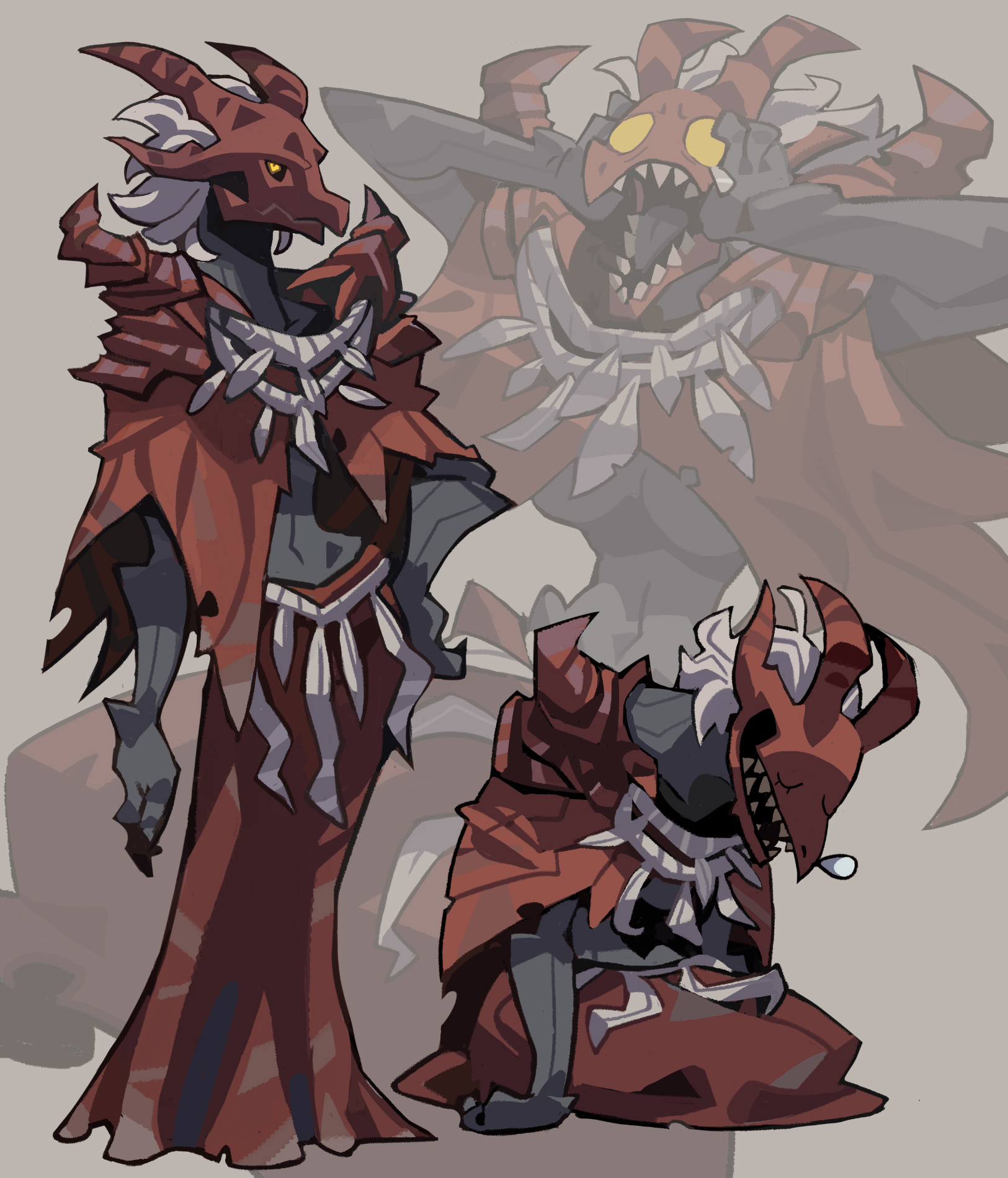 Safebooru - 1girl arms up black sclera cloak closed eyes colored sclera ...