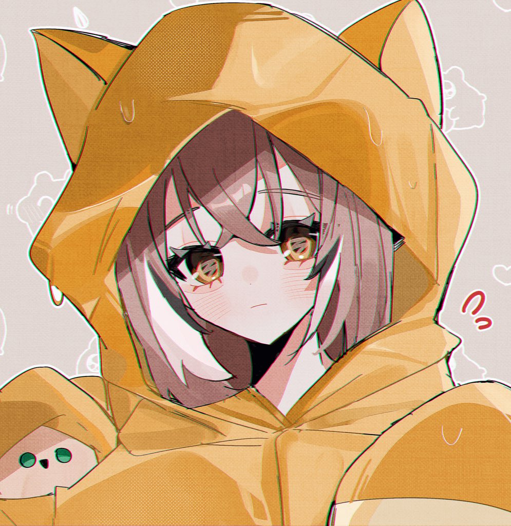 Safebooru - 1girl alternate costume brown eyes brown hair chromatic aberration ears through ...