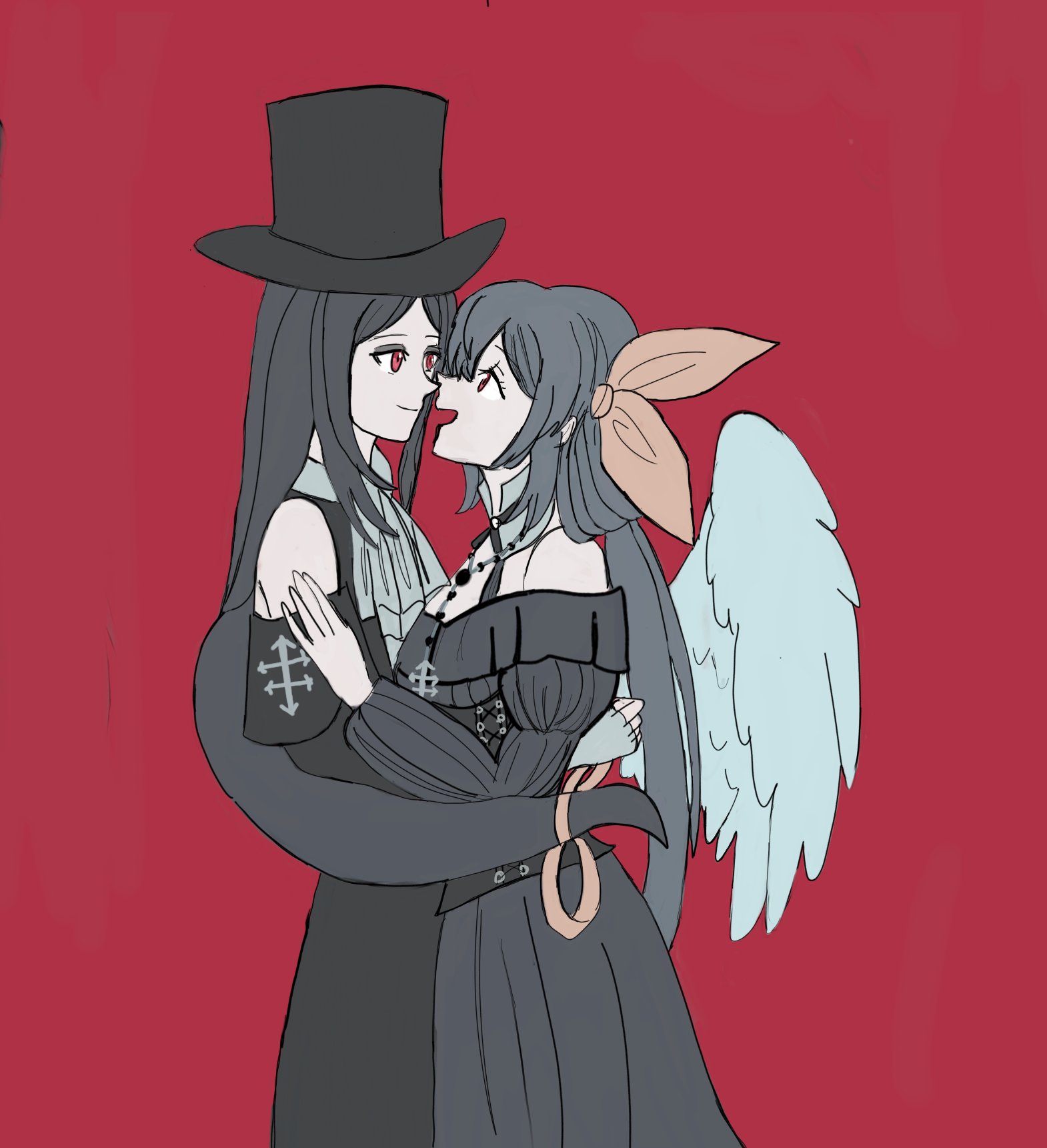Safebooru - black dress black hair blue hair couple dizzy (guilty gear) gothic lolita guilty ...