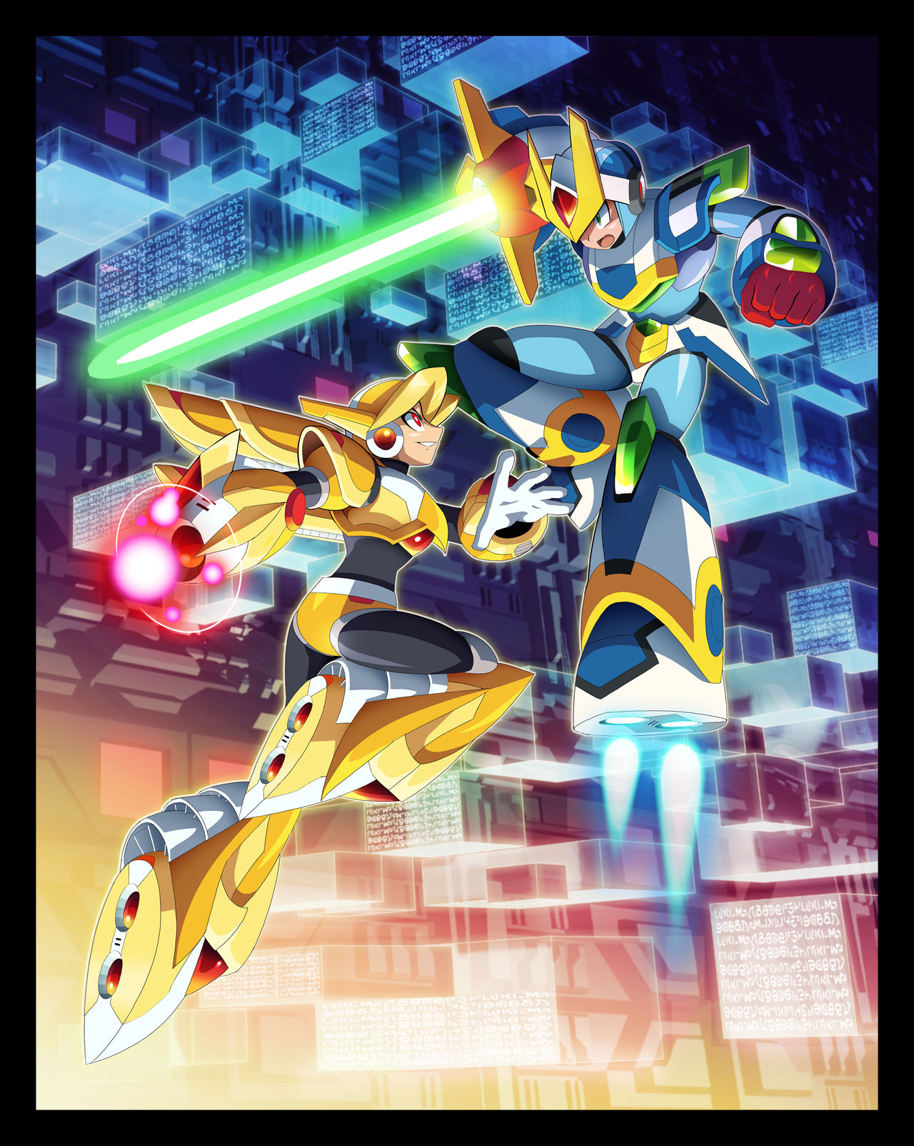 Safebooru - 1boy 1girl alia (mega man) alternate color alternate ...